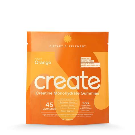 Create Wellness Creatine Monohydrate Gummies Orange 45 Gummies