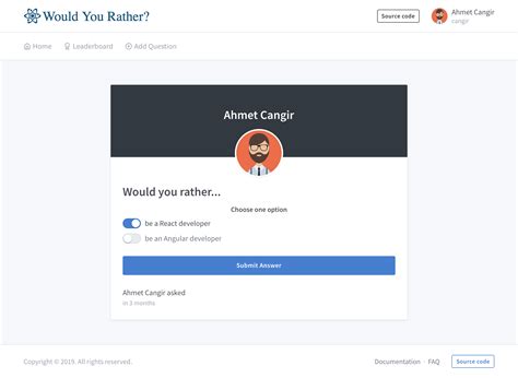 GitHub Cangir Udacity Reactnd Would You Rather Udacity ReactND