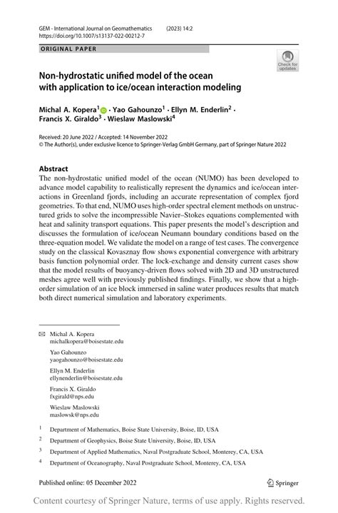 Non Hydrostatic Unified Model Of The Ocean With Application To Ice Ocean Interaction Modeling