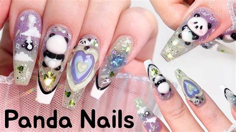 판다 푸바오 네일🐼🍀 수제 파츠 만드는 꿀팁 젤연장 드로잉 셀프네일 네일아트 Asmr Youtube