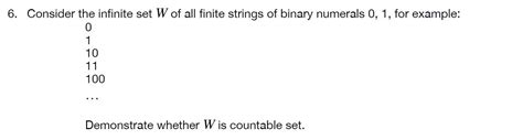 Solved 6 Consider The Infinite Set W Of All Finite Strings