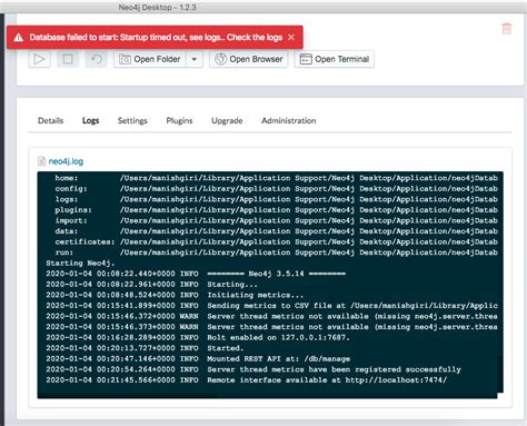 neo4j desktop timeout incorrectly stops database even though it is