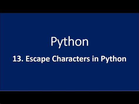 Escape Characters In Python YouTube