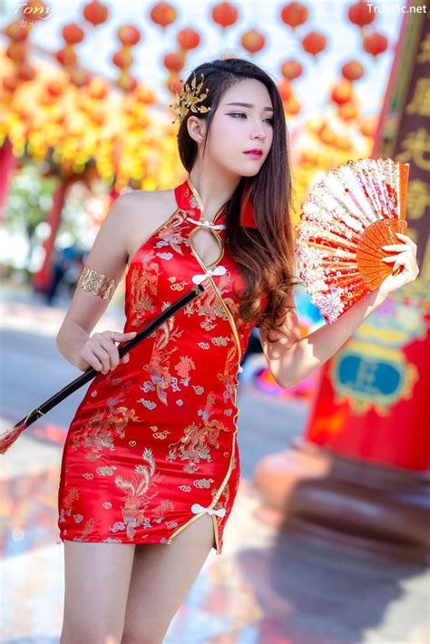 Thailand Hot Model Janet Kanokwan Saesim Sexy Chinese Girl Red