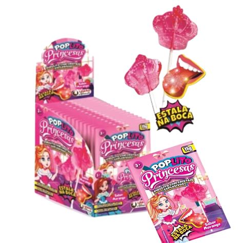 Pirulito Pop Lito Princesas Com Cristais Explosivos 15 Unidades De