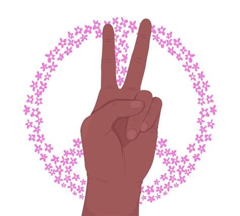 Premium Vector Peace Semi Flat Color Vector Hand Gesture