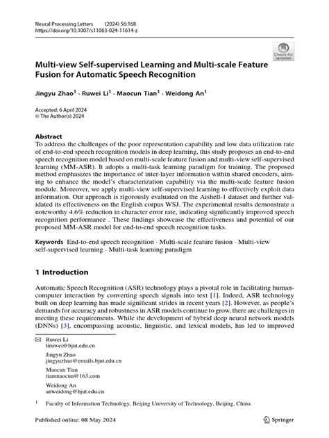 Multi View Self Supervised Learning And Multi Scale Feature Fusion For Automatic Speech