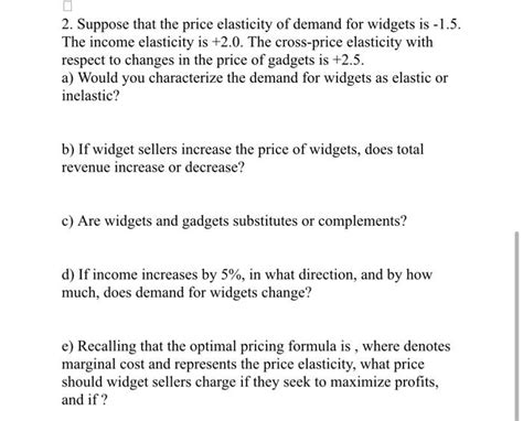 solved 2 suppose that the price elasticity of demand for