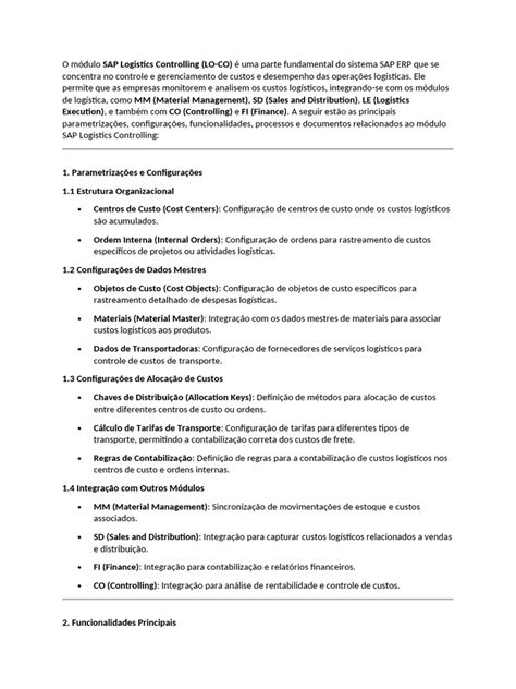 O Módulo Sap Logistics Controlling By Mukonda Pdf