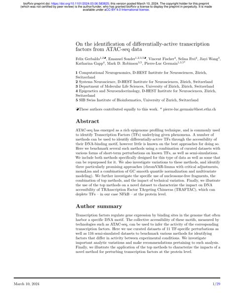 Pdf On The Identification Of Differentially Active Transcription Factors From Atac Seq Data