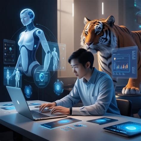 Exploring The Future Harnessing Ai In Creative And Analytical Fields Premium Ai Generated Image