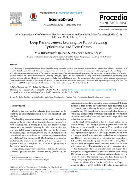 Pdf Deep Reinforcement Learning For Robot Batching Optimization And