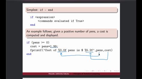 Intro To MATLAB Week 1 Logical Statements And If Else End Construct