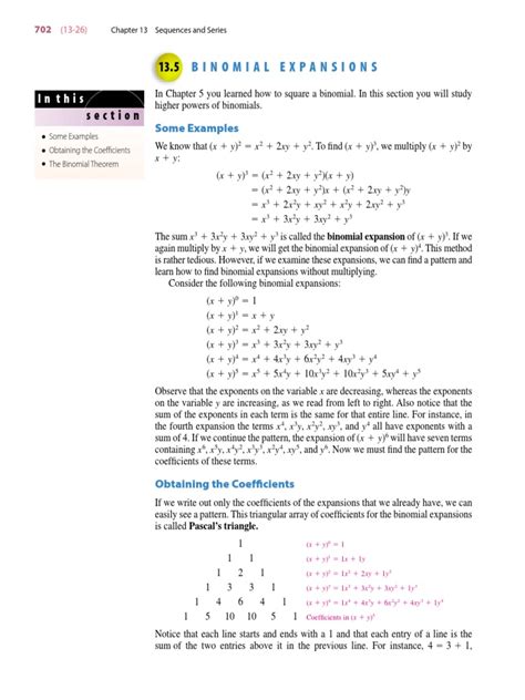 Binomial Expansions Section Pdf Summation Number Theory