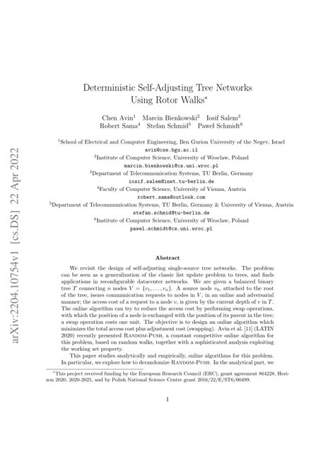 Pdf Deterministic Self Adjusting Tree Networks Using Rotor Walks
