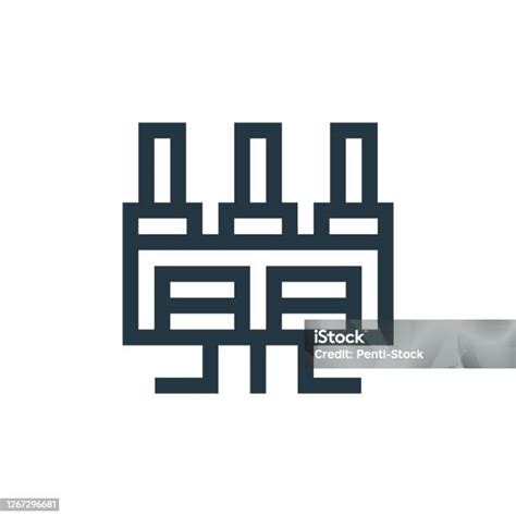 흰색 배경에 격리 된 공장 벡터 아이콘입니다 웹 사이트 디자인 및 모바일 앱 개발을위한 개요 얇은 라인 공장 아이콘 얇은 선 팩토리 윤곽선 아이콘 벡터 일러스트레이션입니다