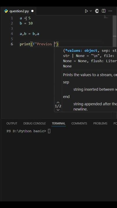 swap two variables without a temp variable😍 python short shortsfeed