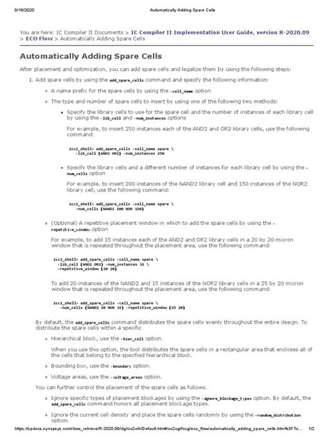 Automatically Adding Spare Cells Ic Compiler Ii Implementation User