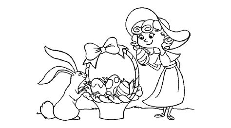 Момиче и зайче с яйце картинки за оцветяване онлайн • Дечица