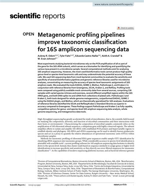 Pdf Metagenomic Profiling Pipelines Improve Taxonomic Classification For 16s Amplicon