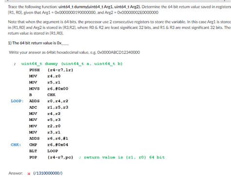 solved trace the following function uint64 t dummy uint64 t