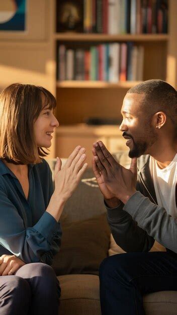 Couple Talking Using Sign Language Premium Ai Generated Image