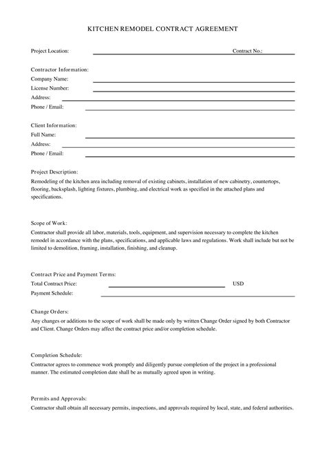 Kitchen Remodel Contract Template