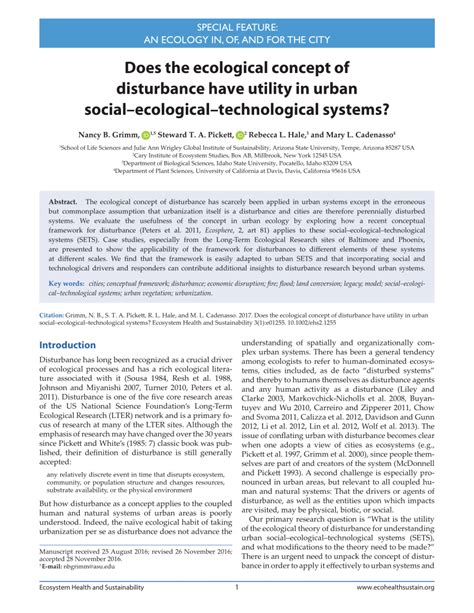 Pdf Does The Ecological Concept Of Disturbance Have Utility In Urban
