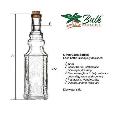 Bulk Paradise Assorted Clear Glass Bottles With Corks 6 Pack 25in X