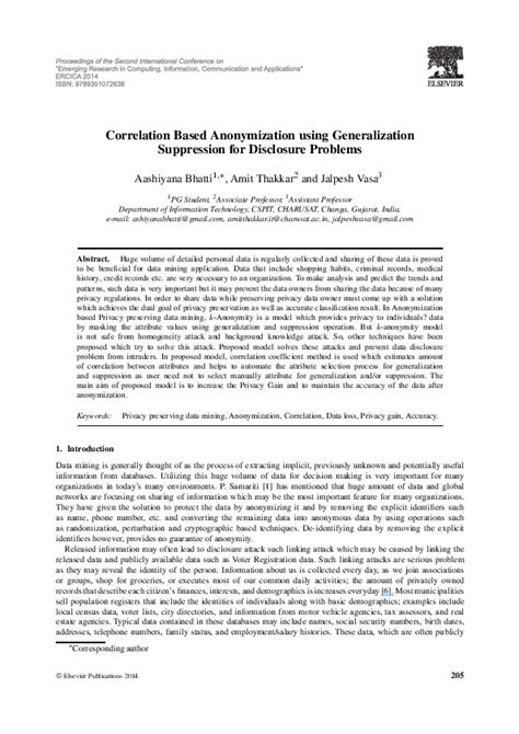 Pdf Correlation Based Privacy Preservation In Data