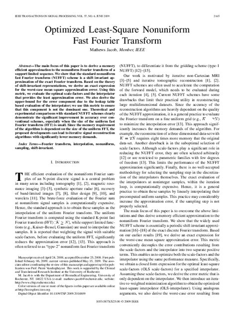 Pdf Optimized Least Square Nonuniform Fast Fourier Transform