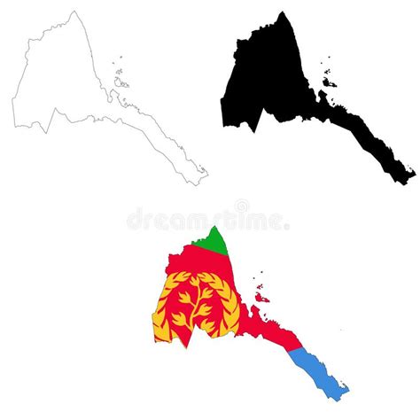 Map Of Eritrea With Flag Flag Of Eritrea Maps Territory Outline Map Eritrea Flat Style Stock
