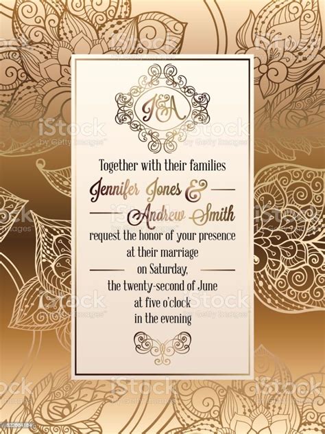 빈티지 바로크 스타일 결혼식 초대 카드 서식 파일 다 마스크 배경 결혼식에 대 한 전통적인 장식으로 우아한 공식적인 디자인