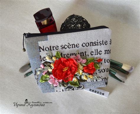 Косметичка женская с объемной вышивкой Фантизия в интернет магазине на Ярмарке Мастеров