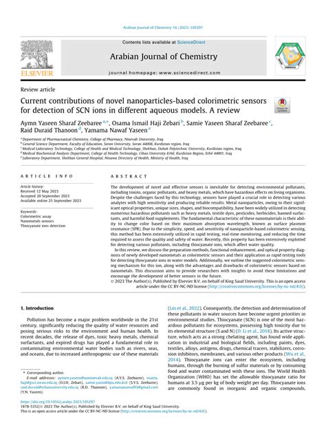 Pdf Current Contributions Of Novel Nanoparticles Based Colorimetric Sensors For Detection Of