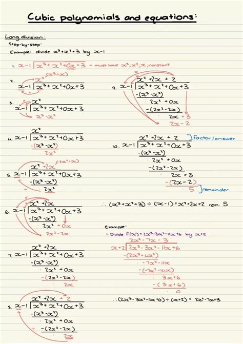 Summary Cubic Polynomials Long Division Synthetic Division And