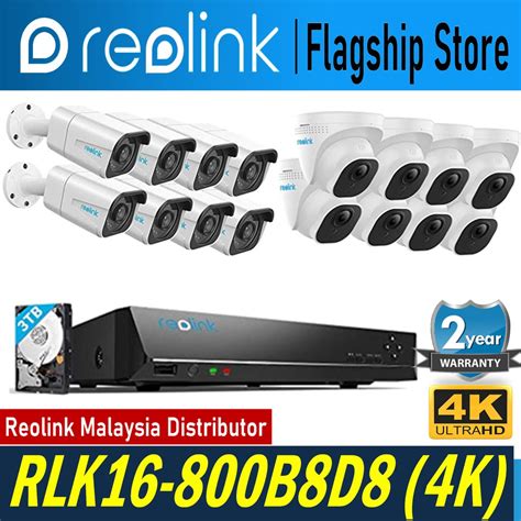 Reolink Rlk16 800b8d8 4k 3tb 16ch Nvr System Poe Ip Security Cameras
