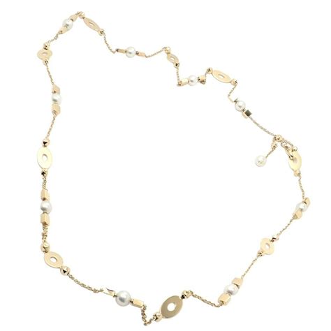 Bulgari Lucea Yellow Gold Long Chain Pearl Necklace For Sale At 1stdibs
