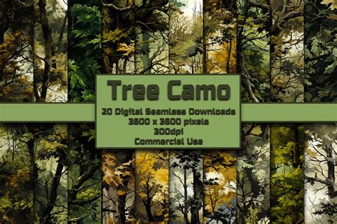 Tree Camo Seamless Pattern Digital Download Tile Background Camouflage Wallpaper Commercial Use