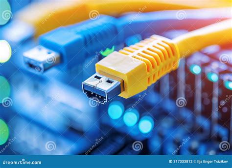 Network Panel And Switch Setup With Cables In Data Center Room For