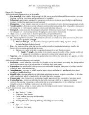 PSY 201 Exam 3 Study Guide Fall 2020 Docx PSY 201 General Psychology Fall 2020 Exam 3
