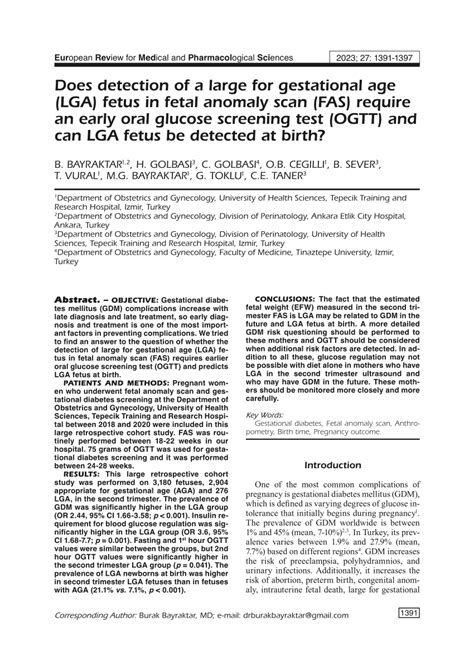 Pdf Does Detection Of A Large For Gestational Age Lga Fetus In