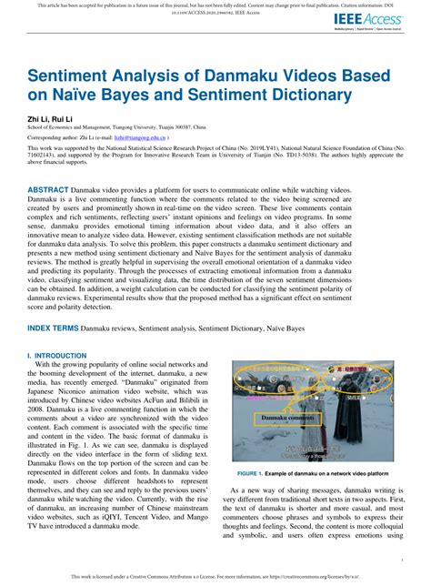 Pdf Sentiment Analysis Of Danmaku Videos Based On Naïve Bayes And Sentiment Dictionary