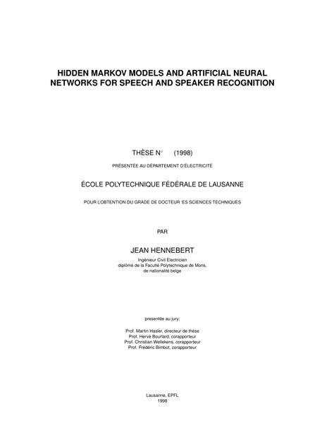 Pdf Hidden Markov Models And Artificial Neural Networks For Speech And Speaker Recognition
