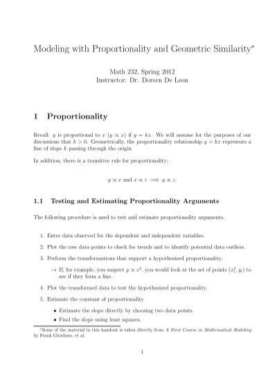 Modeling With Proportionality And Geometric Similarity