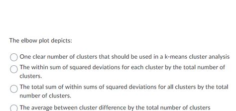 [solved] the elbow plot depicts one clear number of clus