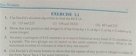 exiercise 1 11 use euclid s division algorithm to find the hcf of i