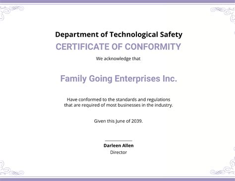 Free Printable Conformance Certificate Template To Edit Online