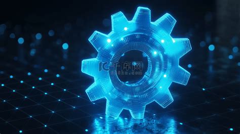 蓝色科技商务发光精密齿轮背景图片免费下载 千库网