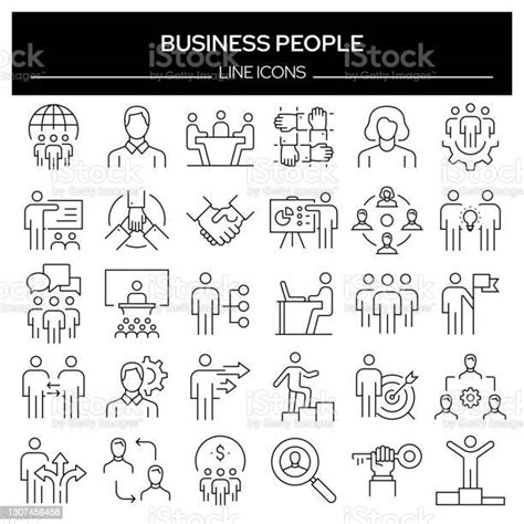 비즈니스 피플 관련 라인 아이콘 집합입니다 윤곽 선자 모음 편집 가능한 스트로크 0명에 대한 스톡 벡터 아트 및 기타 이미지 0명 개념 개발 Istock
